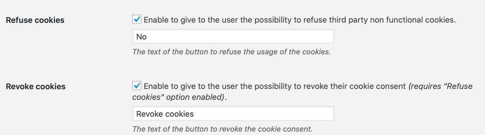 Integration with cookie notices (GDPR Support) - Help for WordPress
